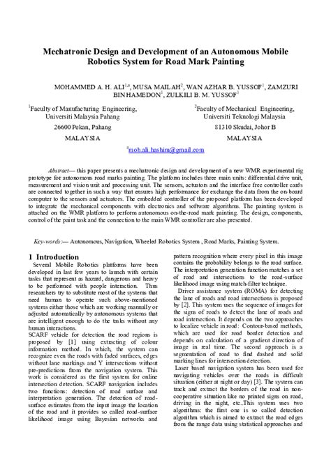 pdf mechatronic design and development of an autonomous mobile robotics system for road marks