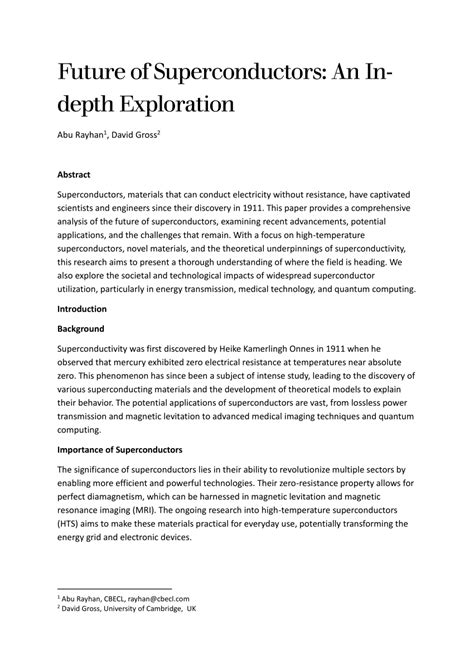Pdf Future Of Superconductors An In Depth Exploration