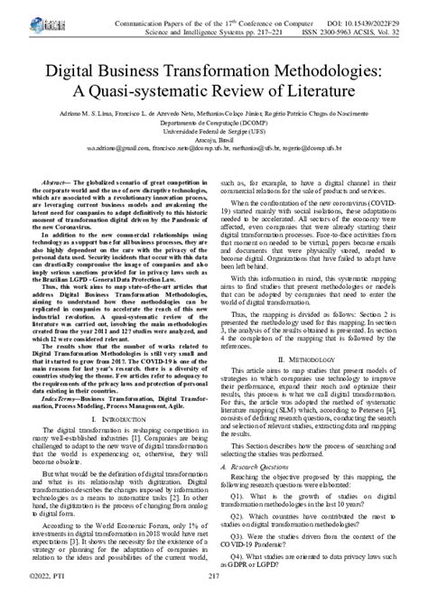 Pdf Digital Business Transformation Methodologies A Quasi Systematic Review Of Literature