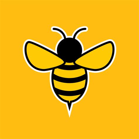 Honey Bee Flat Design Vector Illustration Bee Icon Bumblebee Logo