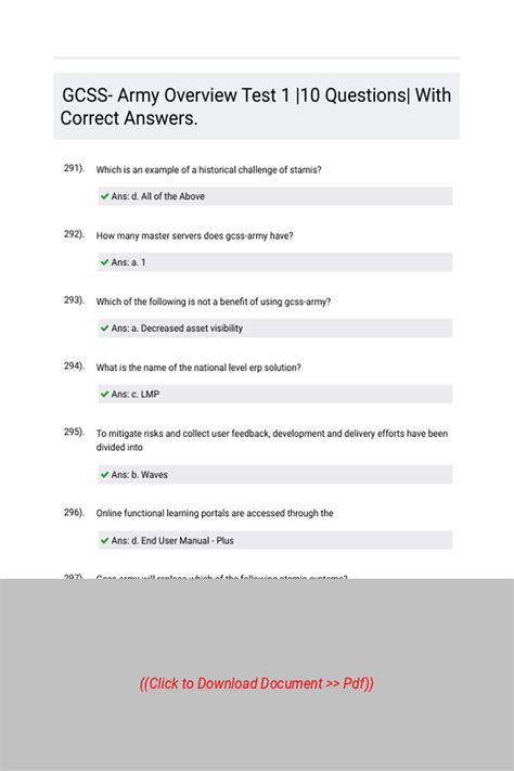 GCSS Army Overview Test 1 10 Questions With Correct Answers Correction Babe Hacks Army