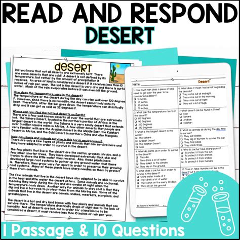 Desert Reading Comprehension Worksheet Reading Comprehension Worksheets