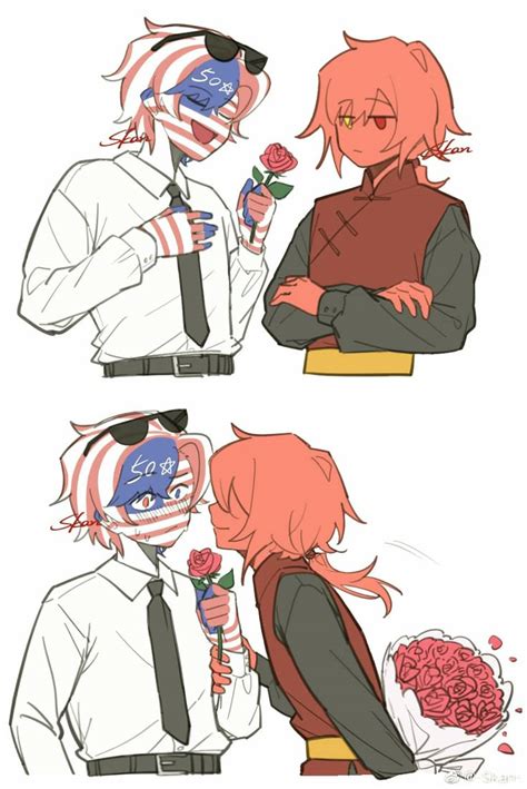 Countryhumans America X China Chiame Amechi Quốc Kỳ Anime Ý Tưởng