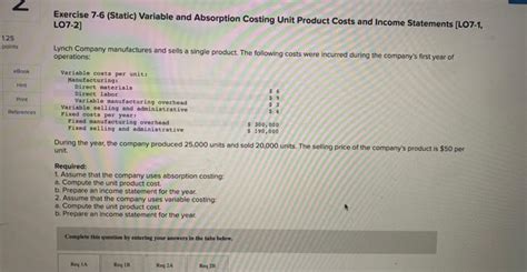 solved exercise 7 6 static variable and absorption costing
