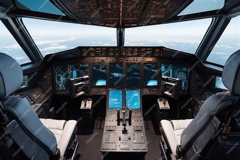 Premium Photo Aviation Pilots Cockpit Setup Gaming Room Interior Mockups With Blank Copy Space