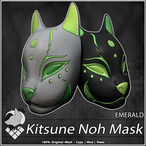 Second Life Marketplace Ambix Kitsune Yokai Mask [emerald]