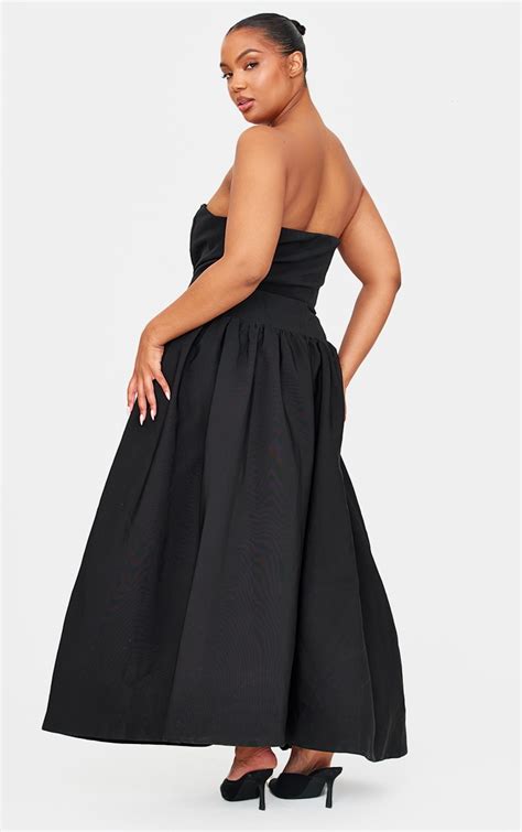 Plus Premium Black Underwired Corset Maxi Dress Plus Size
