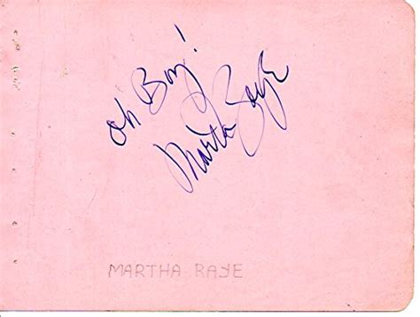 Martha Raye D 1994 Signed Autographed Vintage Autograph Page Autographed Wax