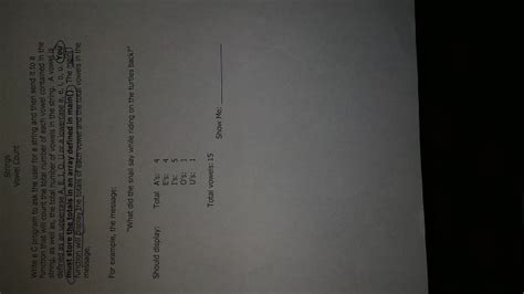 Solved Strings Vowel Count Write A C Program To Ask The User