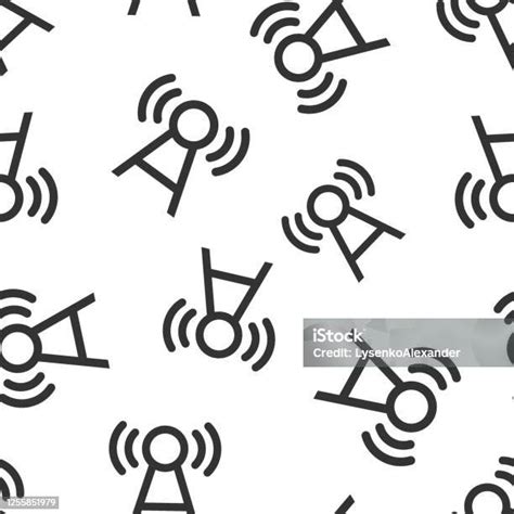 플랫 스타일의 안테나 타워 아이콘 흰색 격리 된 배경에 벡터 그림을 방송합니다 와이파이 원활한 패턴 비즈니스 개념 0명에 대한