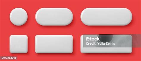 3d 흰색 빈 버튼 세트입니다 빈 원 정사각형 그림자가 있는 직사각형 현대적인 기하학적 모양 배지에 대한 스톡 벡터 아트 및 기타 이미지 Istock