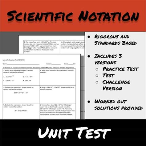 Scientific Notation Unit Test Practice Test And Challenge Versions