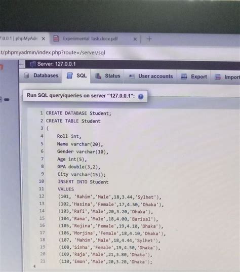 Atia Jahan Barsa On Linkedin Practice Mysql😊