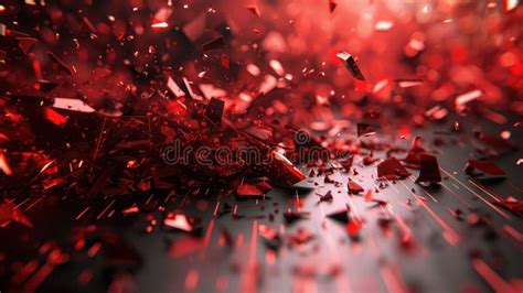 Red Crystal Shards Fly Through The Air After An Explosion Aig535 Stock