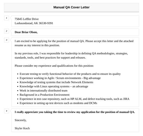 Manual QA Cover Letter Velvet Jobs