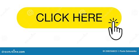 Click Here Vector Web Button Isolated Website Buy Or Register Yellow