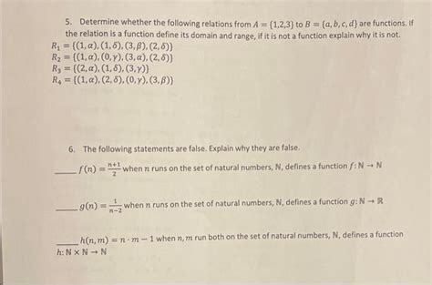 Solved Determine Whether The Following Relations From A Chegg