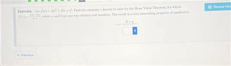 solved exercise let f x ax2 bx c ﻿find the constant c