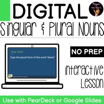 Singular And Plural Nouns Interactive PearDeck Google Slides With Key