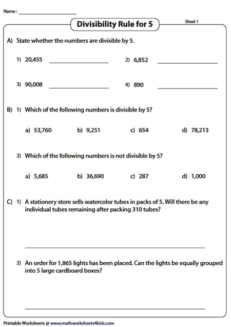 Divisibility Test For Divisors 2 To 12 Divisibility Rules Worksheets Artofit