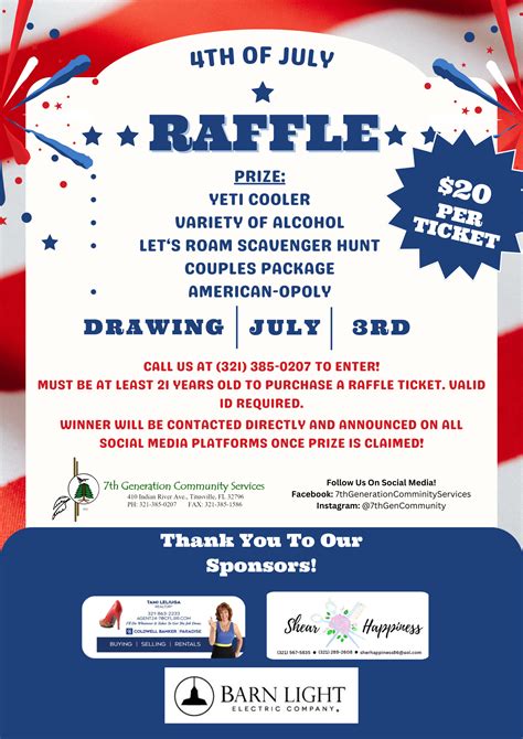 4th Of July Raffle 7th Generation