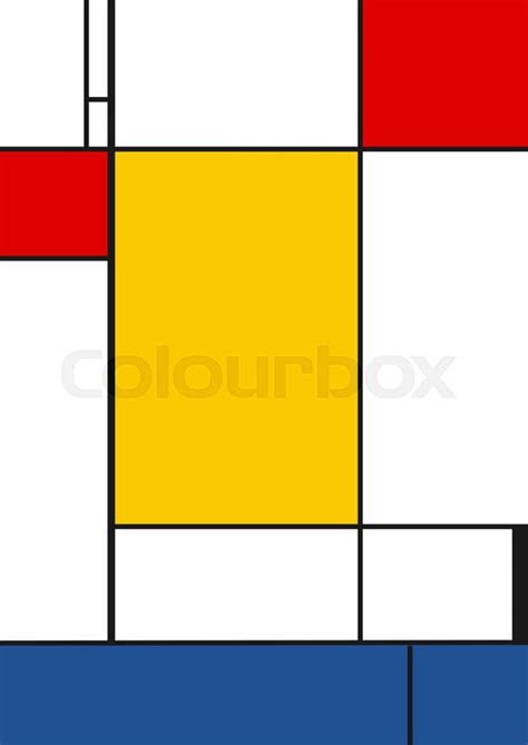 Retro Pattern Bauhaus Style Black Lines And Colored Squares Colourbox