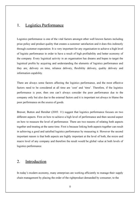 SCM Assignment Supply Chain Management Logistics Performance Logistics Performance Is One