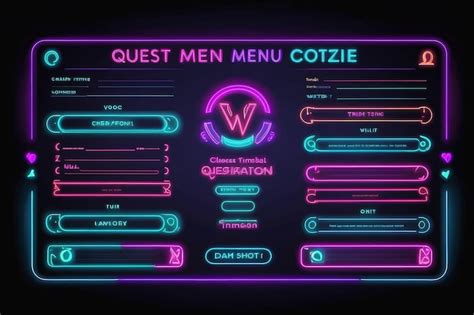 Premium Photo Quiz Questions And Test Menu Choice Neon Template Tv