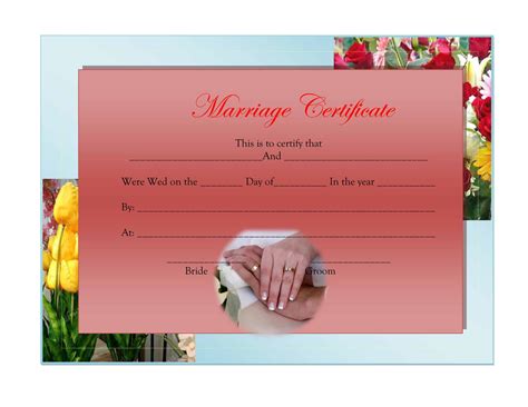 Free Printable Marriage Certificate Templates Word Pdf Editable