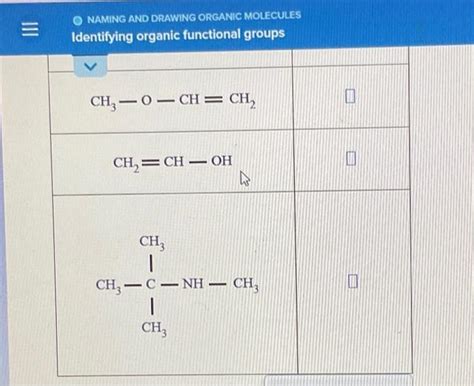 Solved O Naming And Drawing Organic Molecules