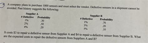 Solved A Company Plans To Purchase 1000 ﻿sensors And Must
