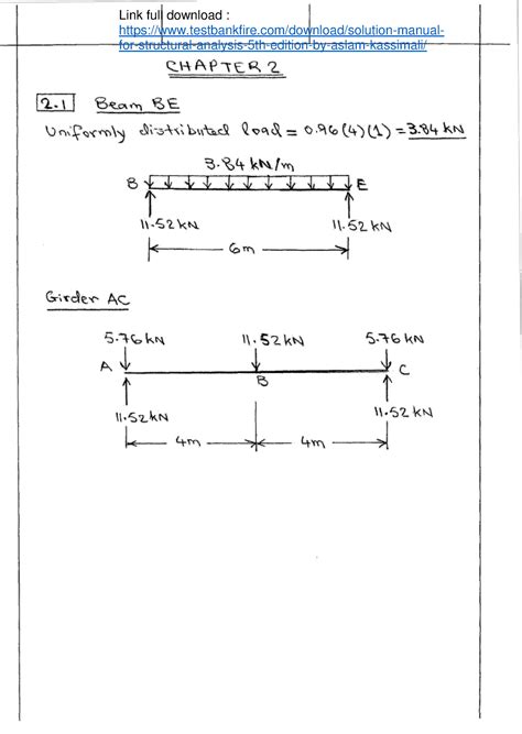solution manual for structural analysis 5th edition by aslam kassimali structure analysis 1