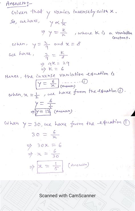[solved] Write The Inverse Variation For X And Y If Y Varies Inversely