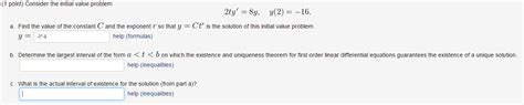 Solved Consider The Initial Value Problem Find The Value Of