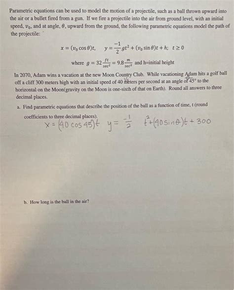 Solved Parametric Equations Can Be Used To Model The Motion Chegg