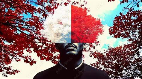 Subject Stands Amid Transforming Foliage White Leaves Morph To Vibrant