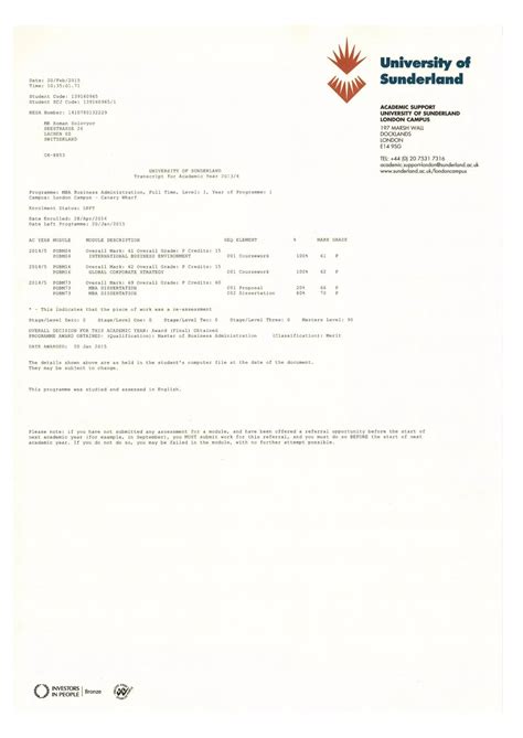 MBA Certificate With Transcripts PDF