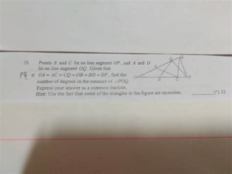 Solved Points B And C Lie On Line Segment OP And A And Chegg