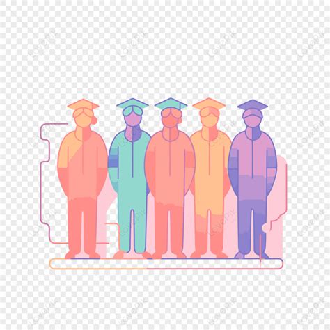 졸업 모자와 모자 컬러 일러스트 드로잉을 입고 대학원 사람들 벡터ui스케치 Png 일러스트 무료 다운로드 Lovepik