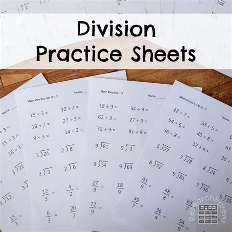 Division Printable Practice Sheets