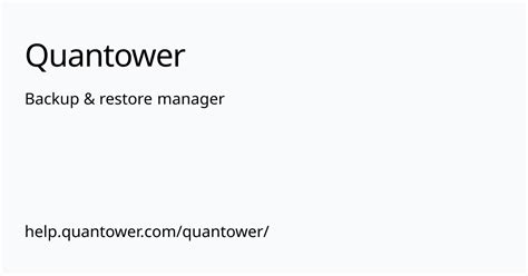 Backup And Restore Manager Quantower