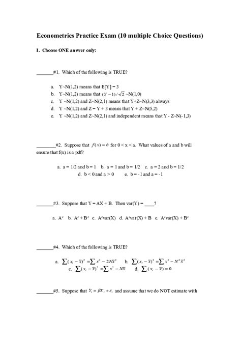 Doc Econometrics Practice Exam
