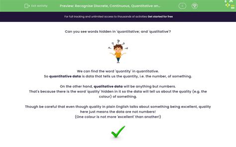 Recognise Discrete Continuous Quantitative And Qualitative Data Worksheet Edplace