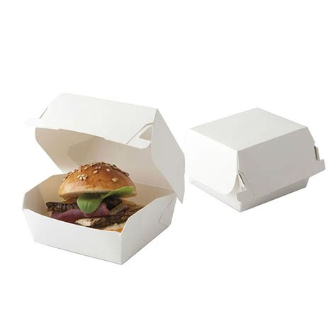 Plain White Disposable Paper Burger Box Maju Emas Kitchenware Sdn Bhd