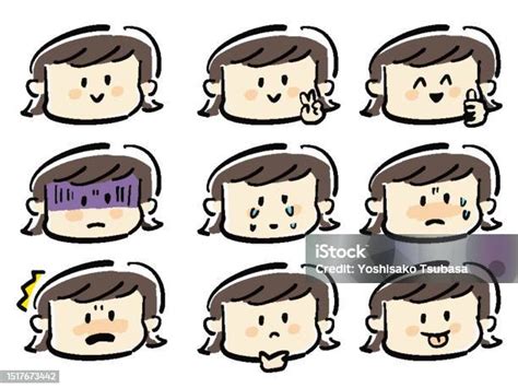 손으로 그린 여성 아이콘과 다양한 표정을 가진 얼굴 세트 걱정하는에 대한 스톡 벡터 아트 및 기타 이미지 걱정하는 검사 보기 귀여운 Istock