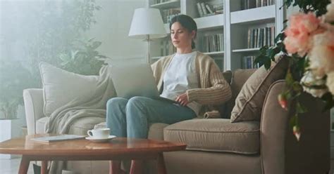 Young Brunette Woman Uses A Laptop Stock Video Envato Elements