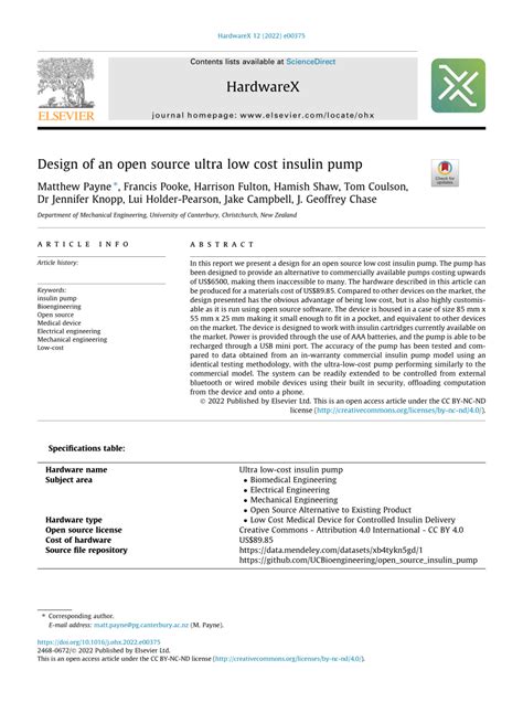 pdf design of an open source ultra low cost insulin pump