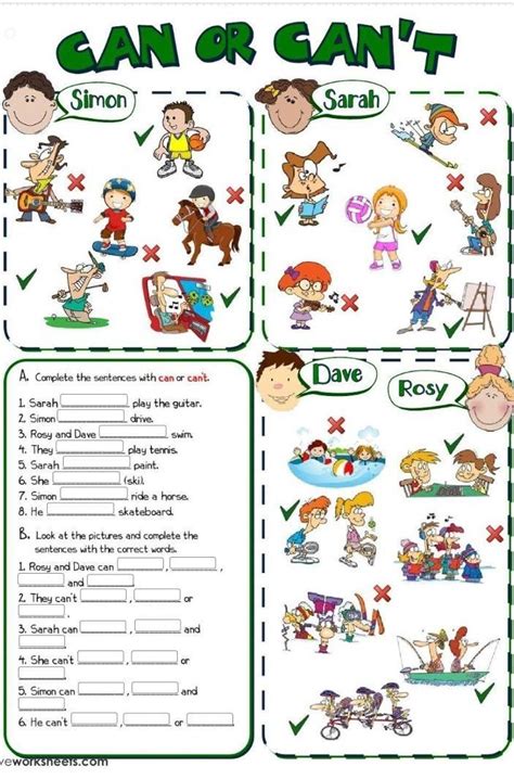 gan or can t simon sarah a complete the sentences with can or can t 1