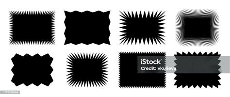 Zig Zag Edge Rectangle Shape Collection Jagged Square Elements Set Black Graphic Design Element