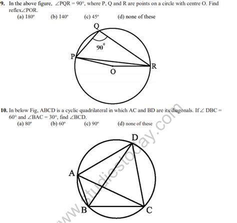 Cbse Class 10 Mathematics Circles Mcqs Set B Multiple Choice Questions